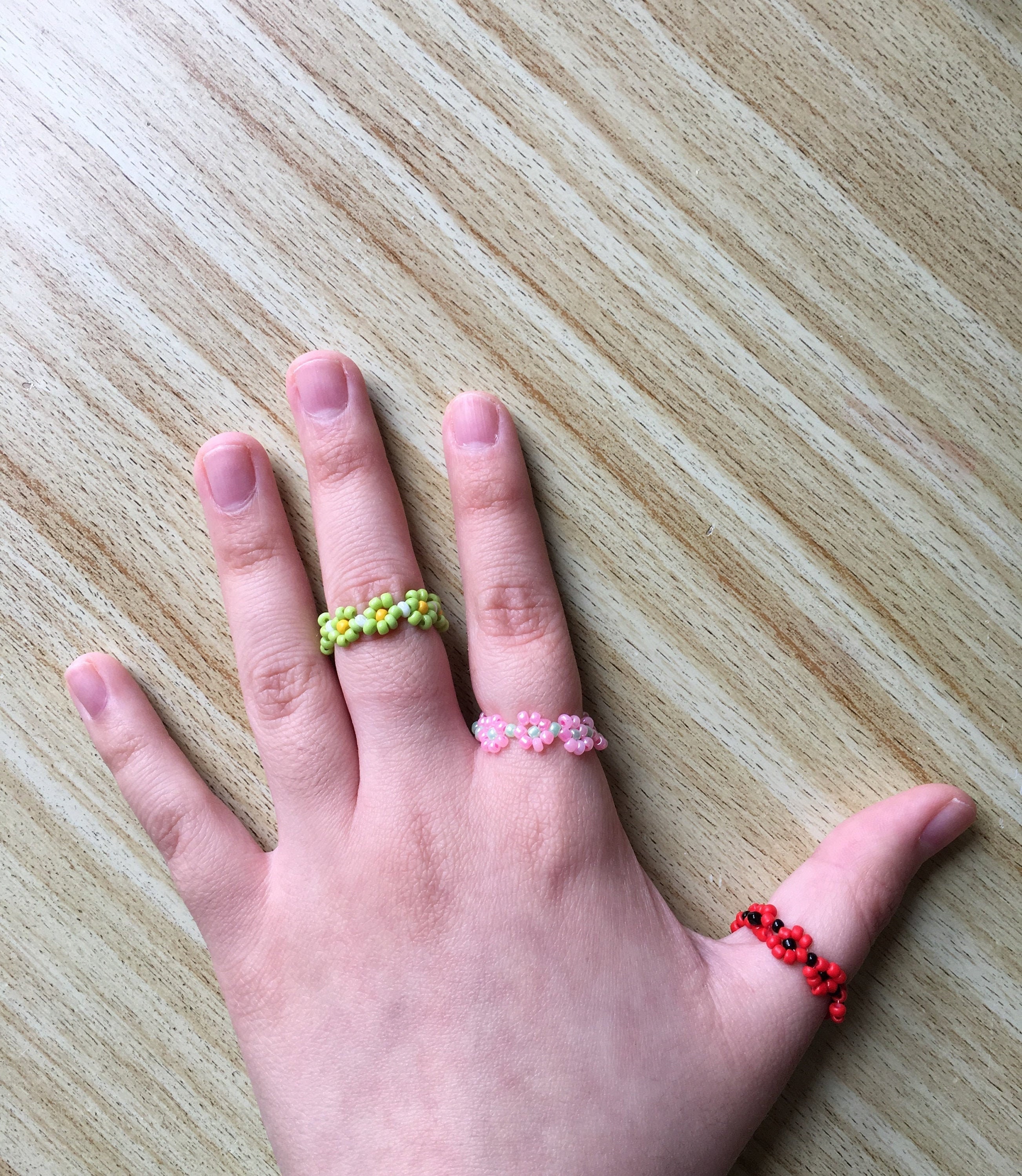 Daisy Flower Beaded Rings Flower Beaded Rings Flower Ring | Etsy