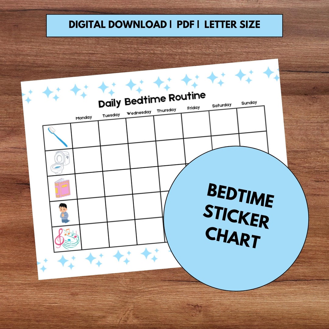 Bedtime Sticker Chart Bedtime Routine Chart Bedtime Routine Kids ...