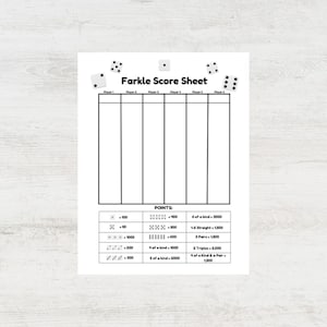 Farkle Score Sheet | Score Sheet | Farkle | Farkle Score | Farkle ...