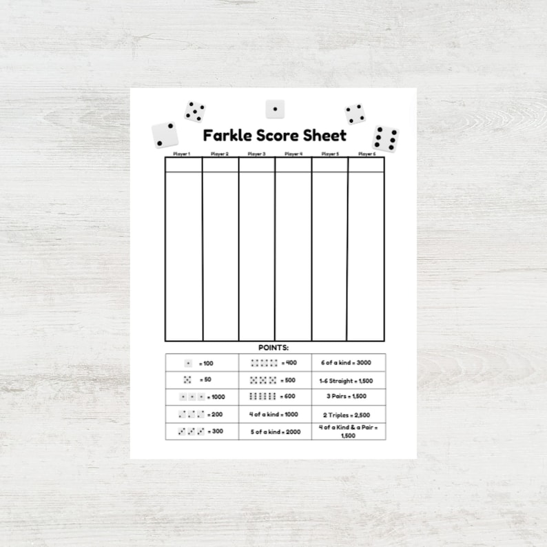 Farkle Score Sheet | Score Sheet | Farkle | Farkle Score | Farkle ...
