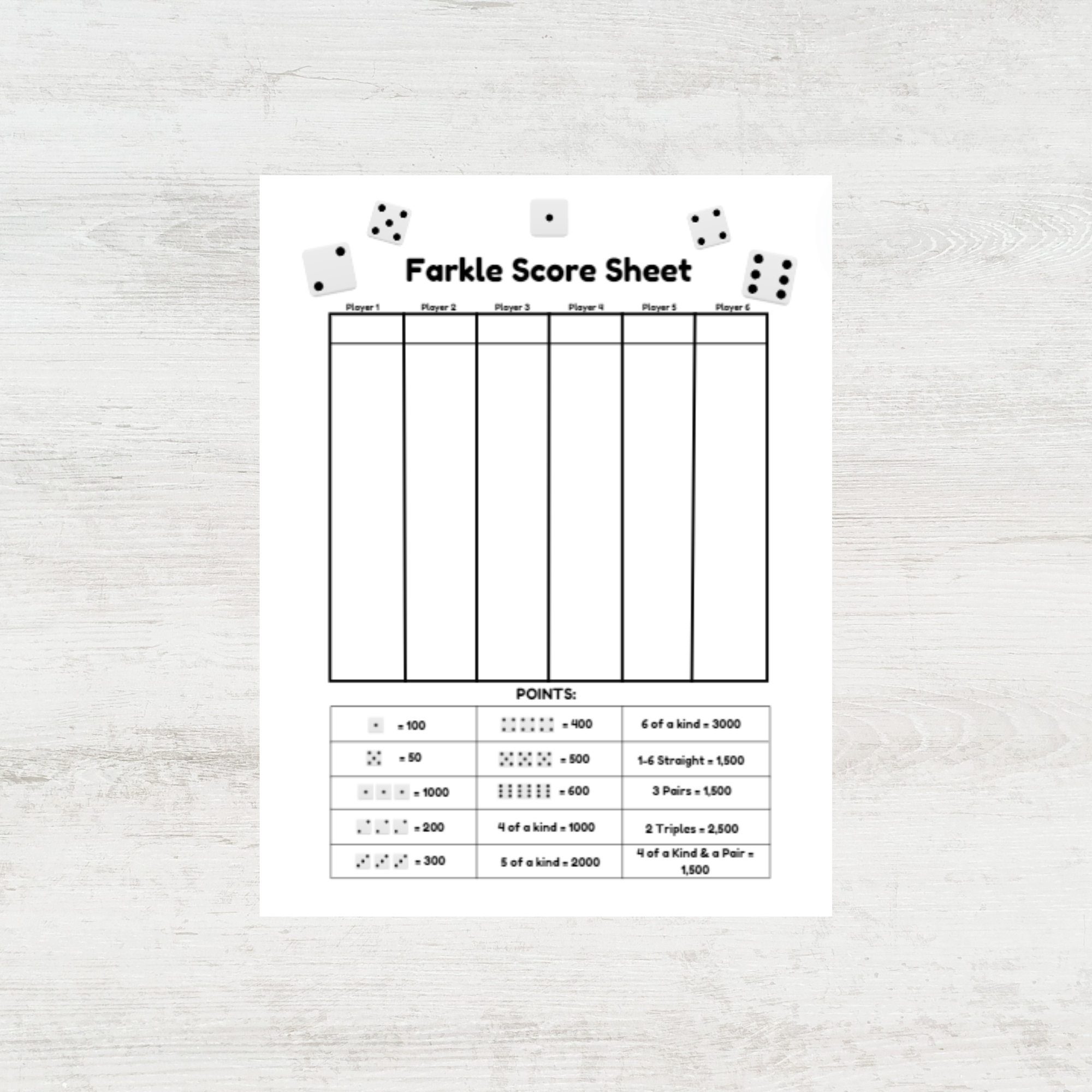 Farkle Score Sheet | Score Sheet | Farkle | Farkle Score | Farkle ...