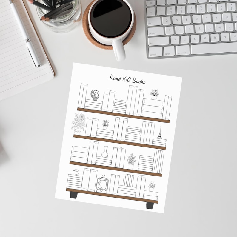 Reading Book Tracker | 100 Book Tracker | Bookshelf Tracker | Reading ...