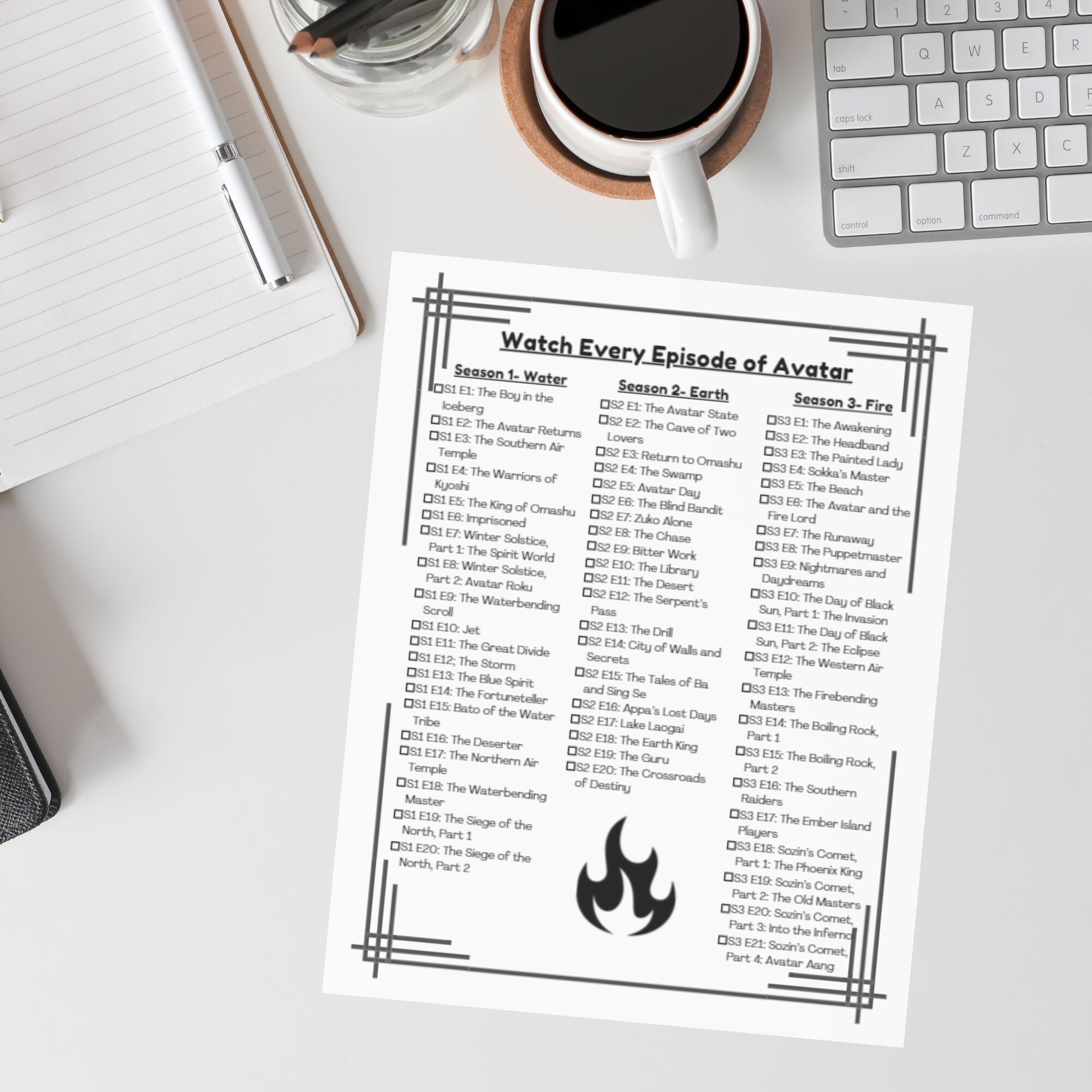 Avatar Episode Checklist | Avatar Show | Avatar Checklist | Avatar ...