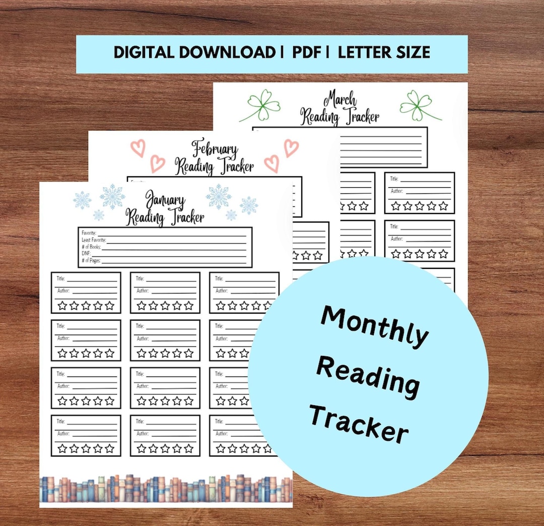Monthly Reading Tracker | Monthly Book Tracker | Book Tracker | Tracker ...