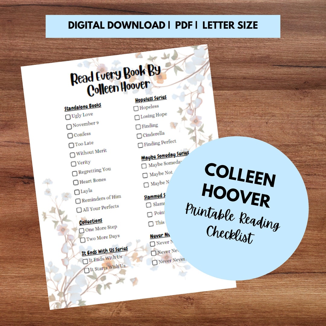 Colleen Hoover Checklist | Colleen Hoover Book Checklist | Colleen ...