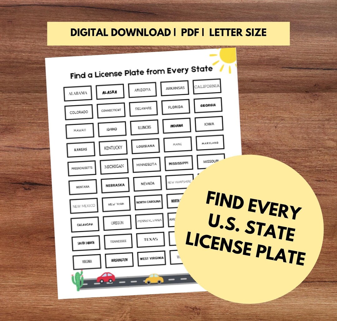 State License Plate Checklist | License Plate List | License Plate ...