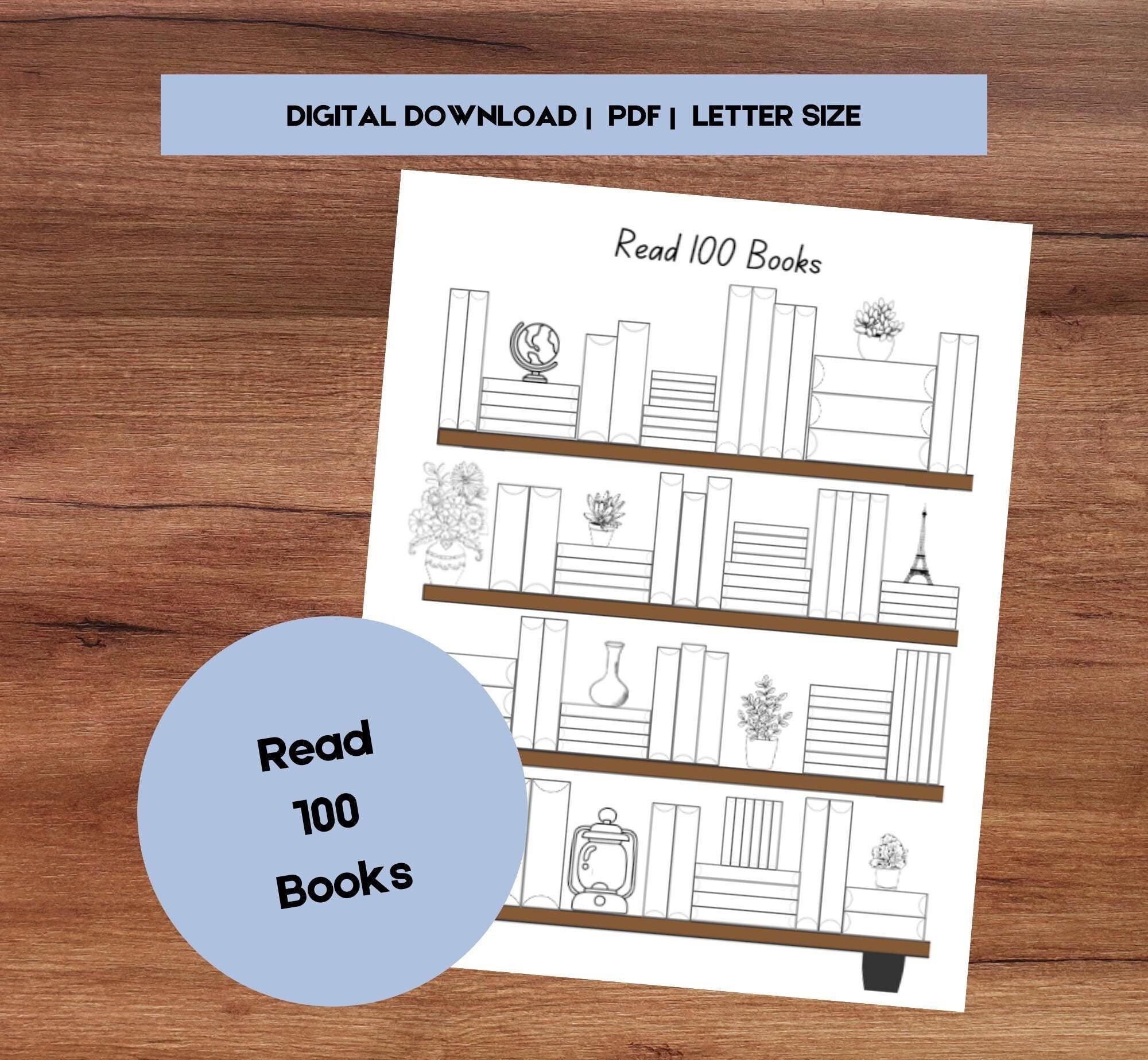 Reading Book Tracker | 100 Book Tracker | Bookshelf Tracker | Reading ...
