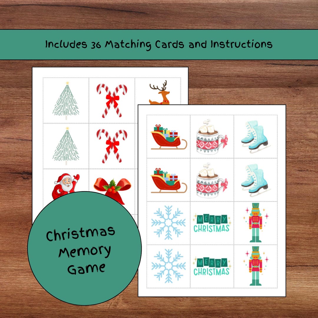 Christmas Memory Game Matching Game Christmas Game Kids Memory Game ...