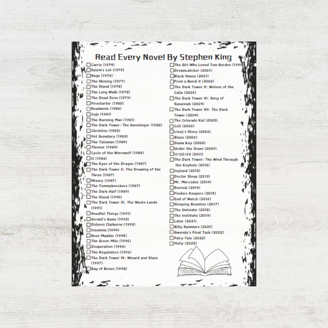 Stephen King Novel Checklist | Book Checklist | Stephen King Books ...