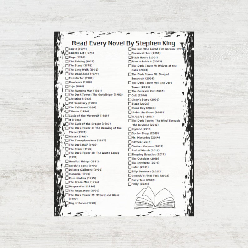 Stephen King Novel Checklist | Book Checklist | Stephen King Books ...