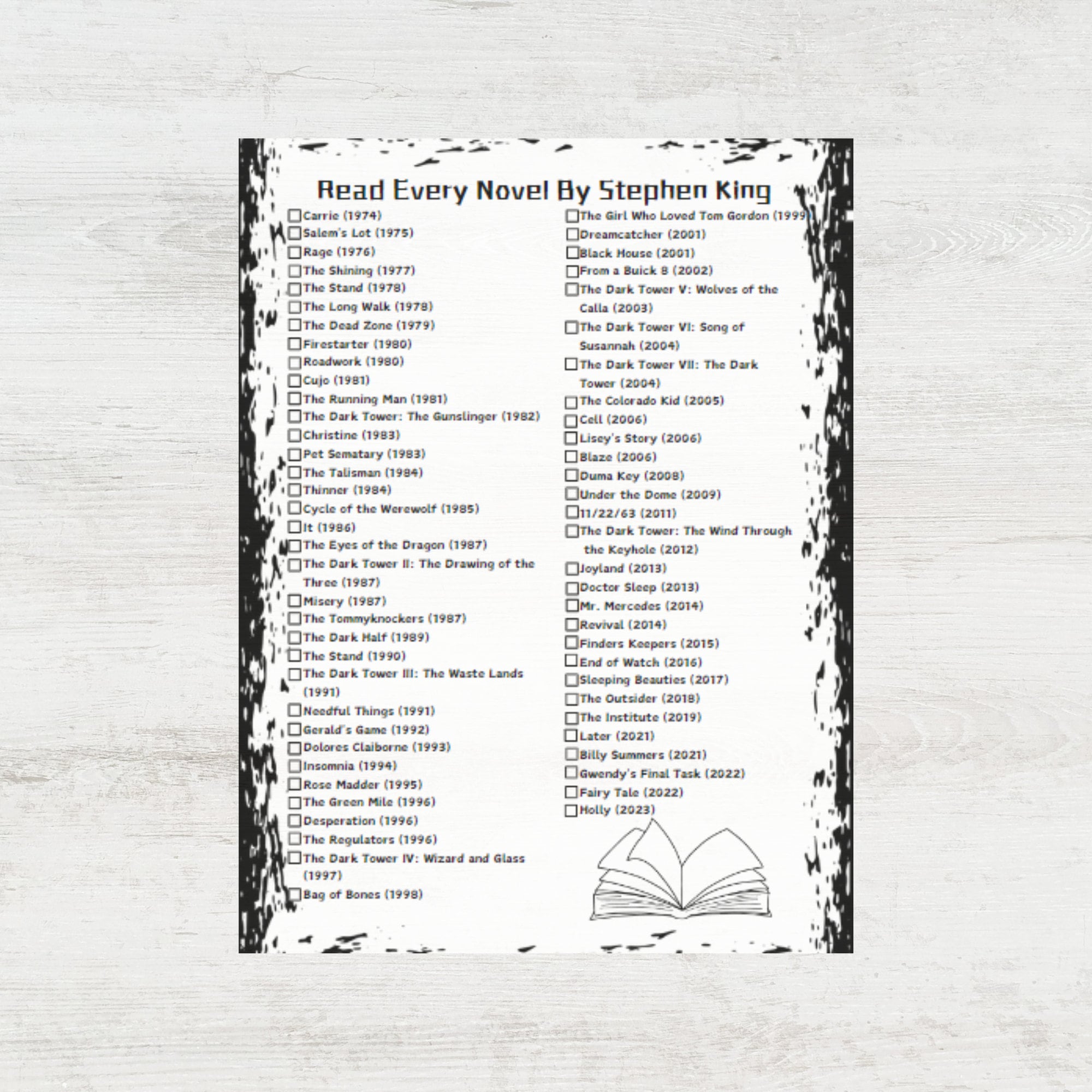 Stephen King Novel Checklist | Book Checklist | Stephen King Books ...