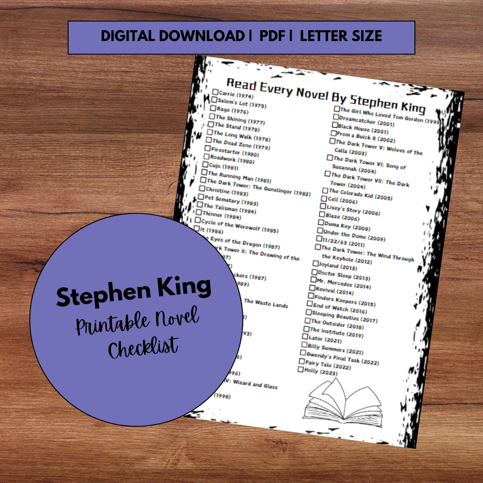 Stephen King Novel Checklist | Book Checklist | Stephen King Books ...