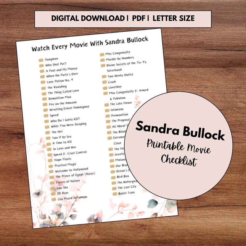 Sandra Bullock Movie Checklist | Movie Checklist | Sandra Bullock ...