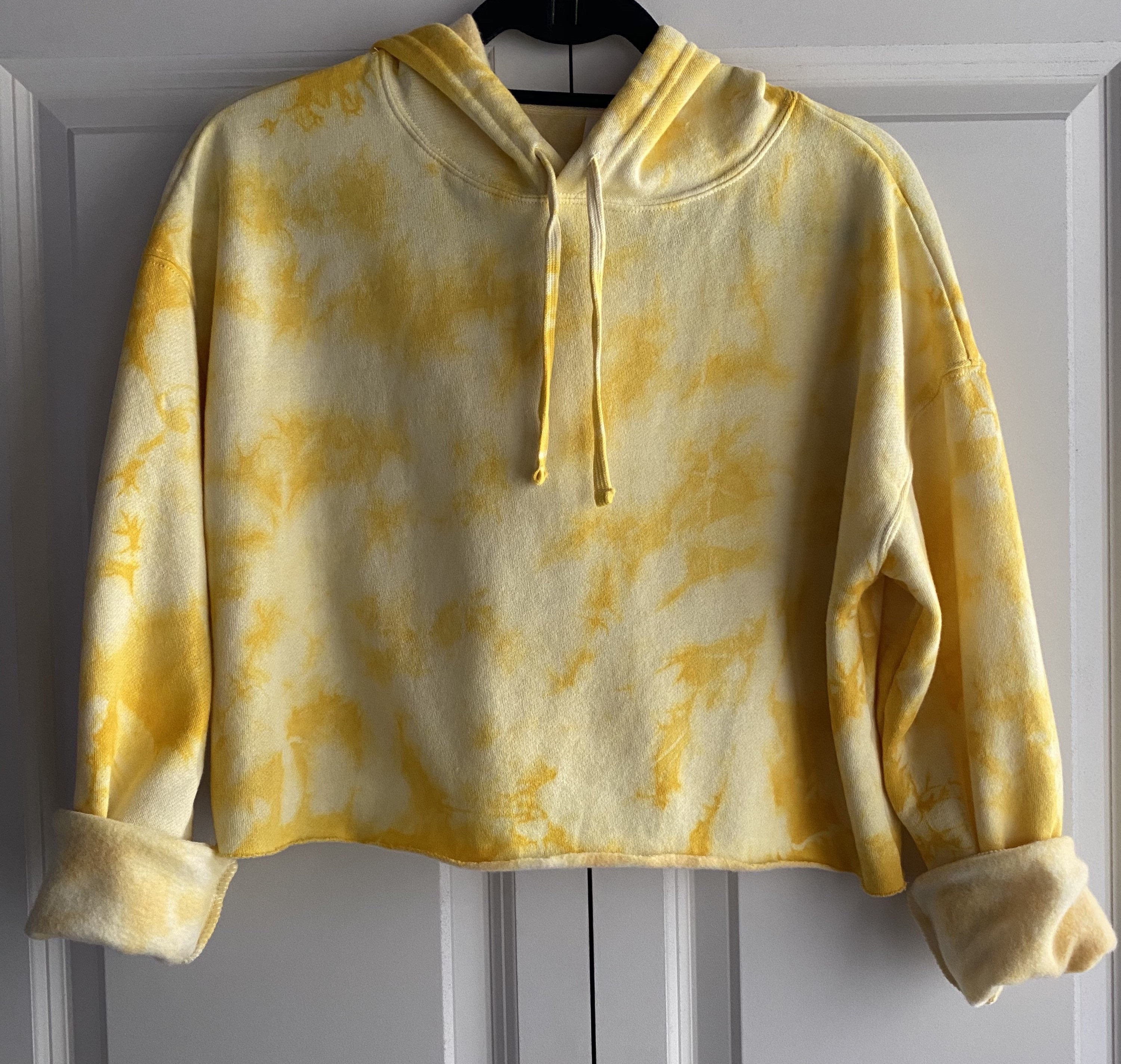 Hand-dyed Yellow Cropped Hoodie - Etsy
