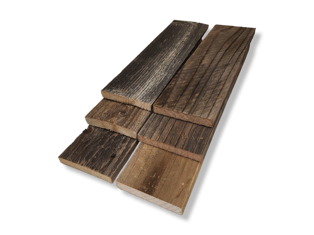 Rustic Barnwood Reclaimed Wood Planks. 6 Boards (12" X 3.5") - Etsy