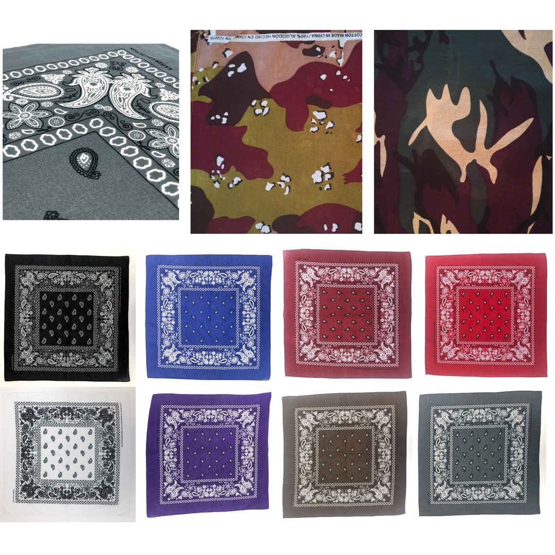 Bandana 12-pack - 100% Cotton Bandanas for DIY Masks - Bundle of One ...