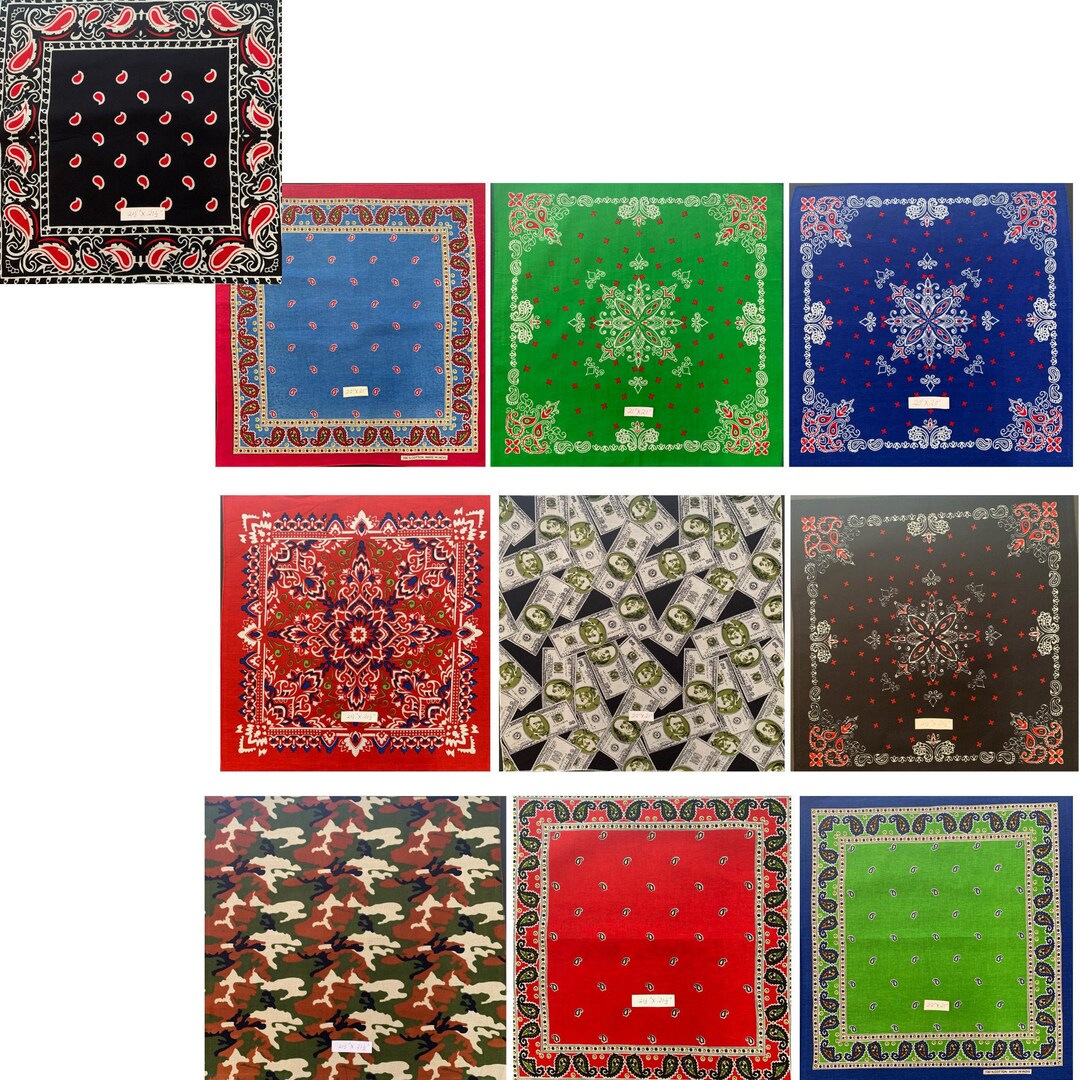 Cotton Bandana 12 Pack - Colorful Bandanas for DIY Masks, Assorted ...