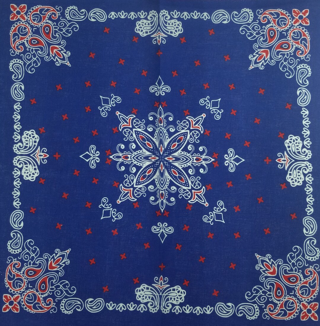 4 Pack Blue+red Bandanas - 100% Cotton Bandanas for DIY Face Masks and ...