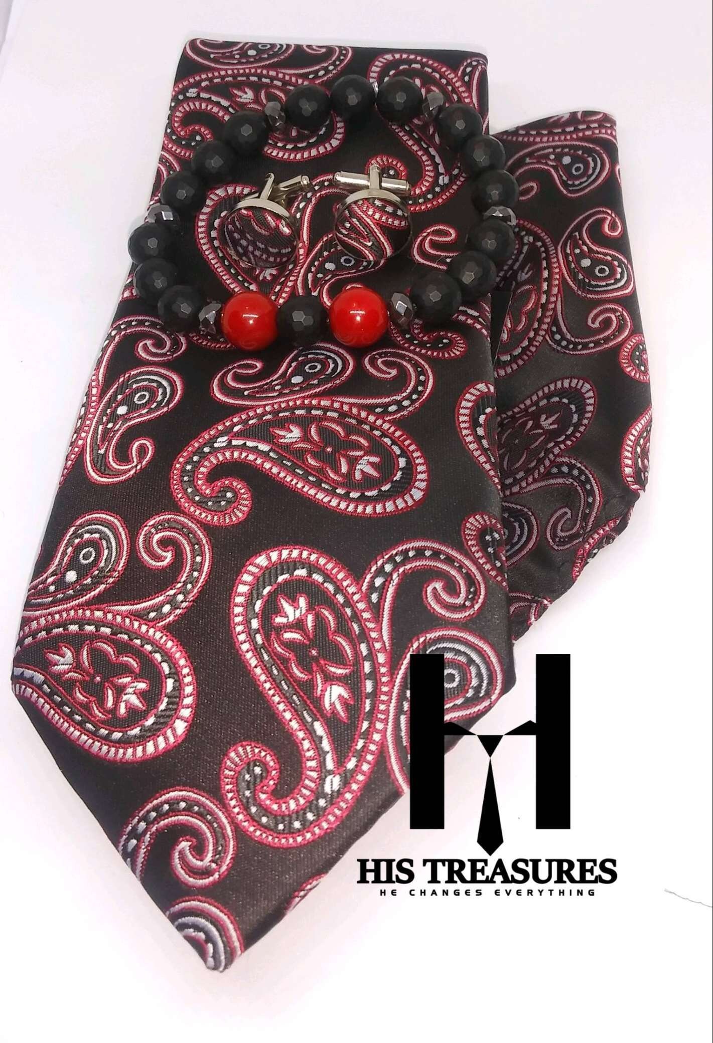 Black and Red Tie Set - Etsy
