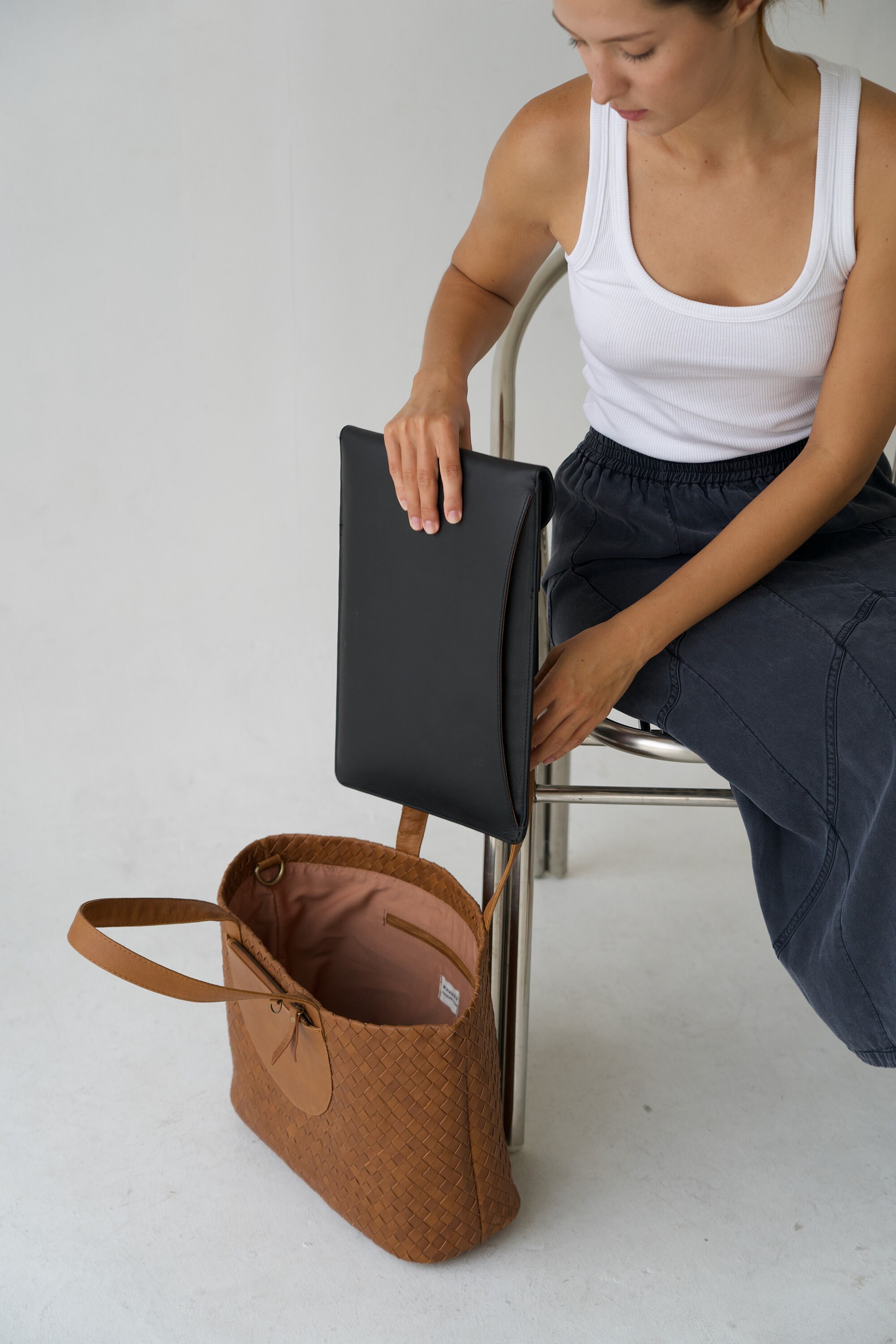 Black Genuine Leather Laptop Sleeve Minimal Flat Padded - Etsy