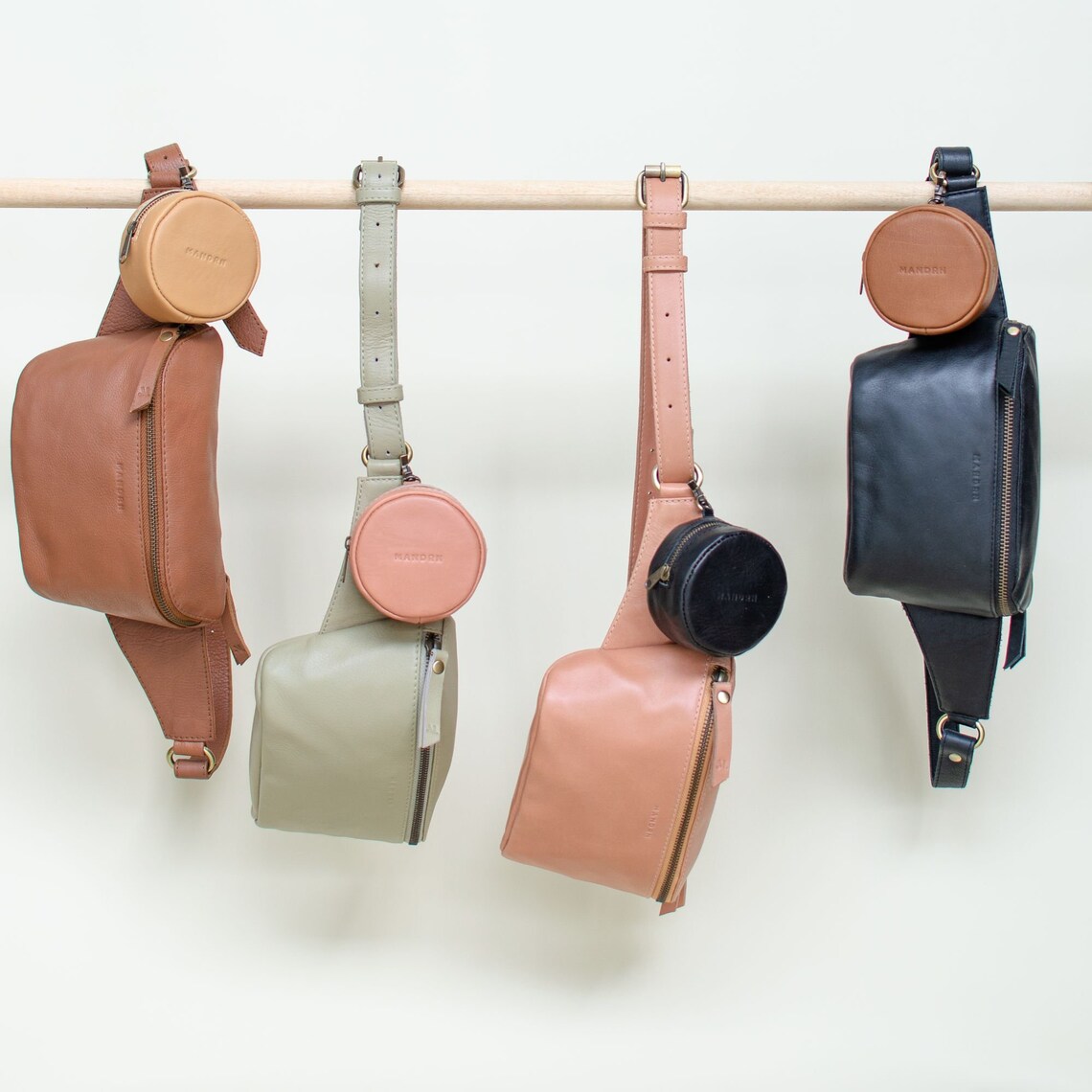 MANDRN Tan Leather Pouch Attachable Bag Leather Coin Purse - Etsy