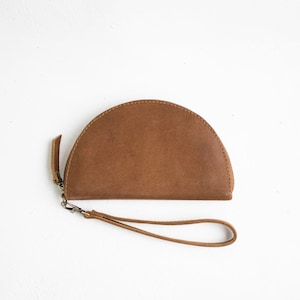 Cute Genuine Leather Minimalist Wallet, Half Moon Shape Wallet, Leather ...