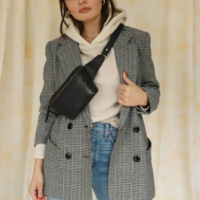 Black Genuine Leather Fanny Pack Leather Crossbody Bag - Etsy