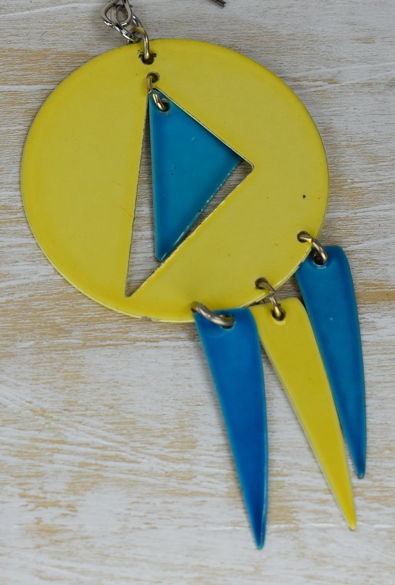NEON Yellow and Blue 1980's circle/triangle/geometric… - Gem