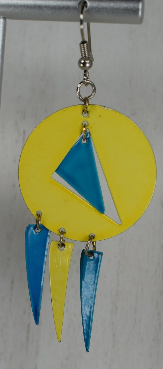 NEON Yellow and Blue 1980's circle/triangle/geometric… - Gem