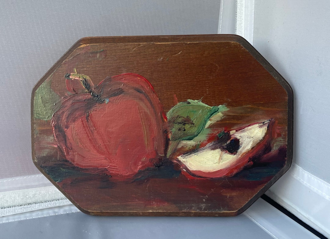 Hand Painted apples Wall Art on Wood Plaque - Etsy