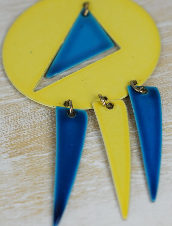 NEON Yellow and Blue 1980's circle/triangle/geometric… - Gem