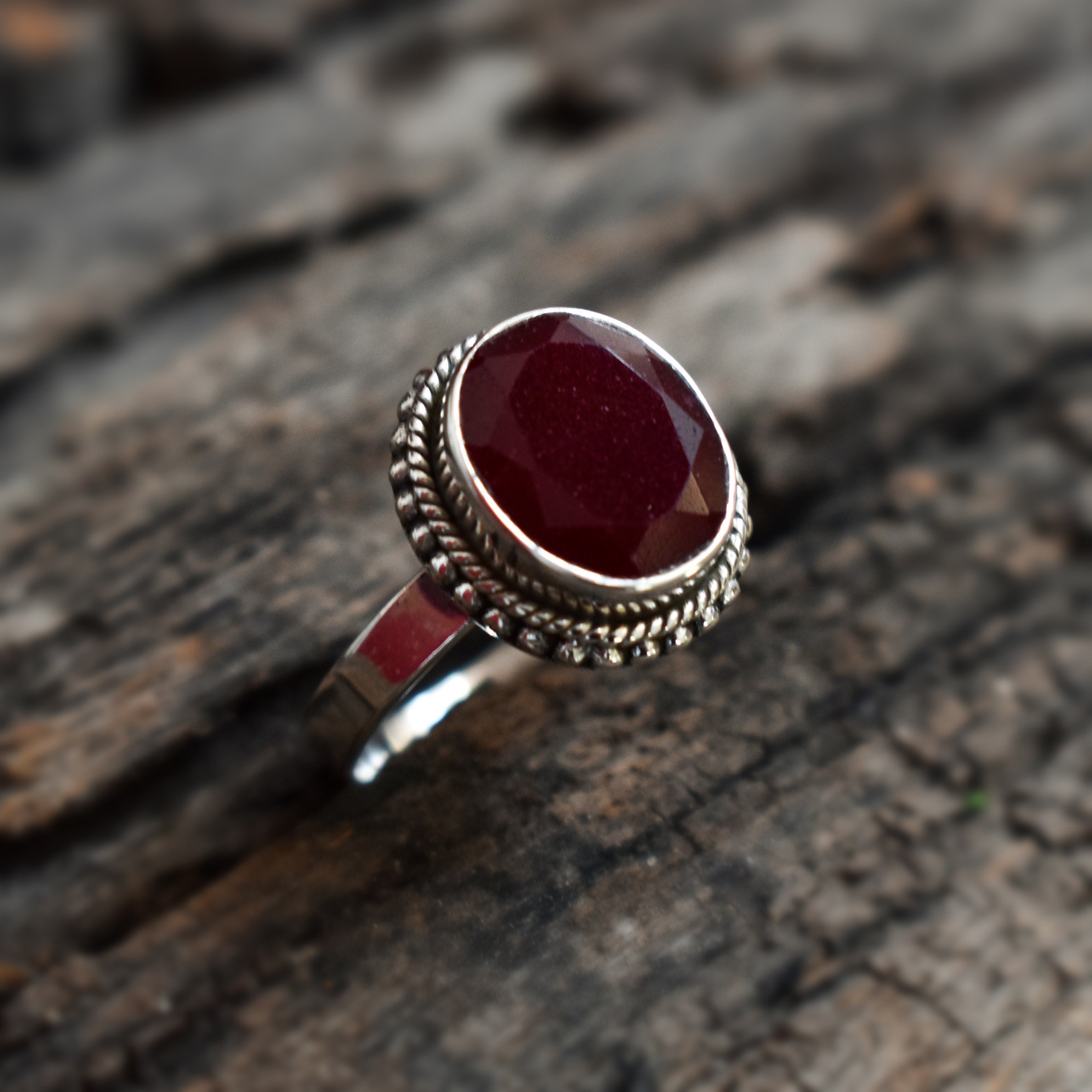 Ruby Ring / 925 Sterling Silver Ring / Red Ruby Ring / | Etsy