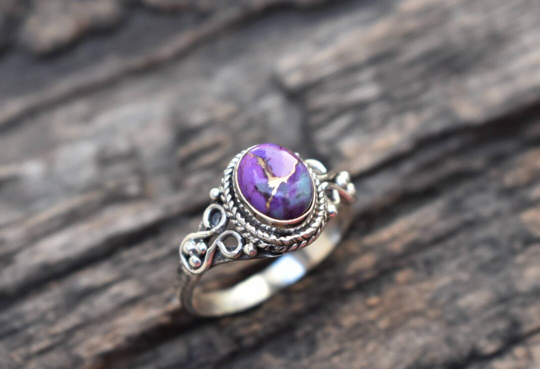 Purple Copper Turquoise Ring 925 Sterling Silver Ring Handmade Everyday ...