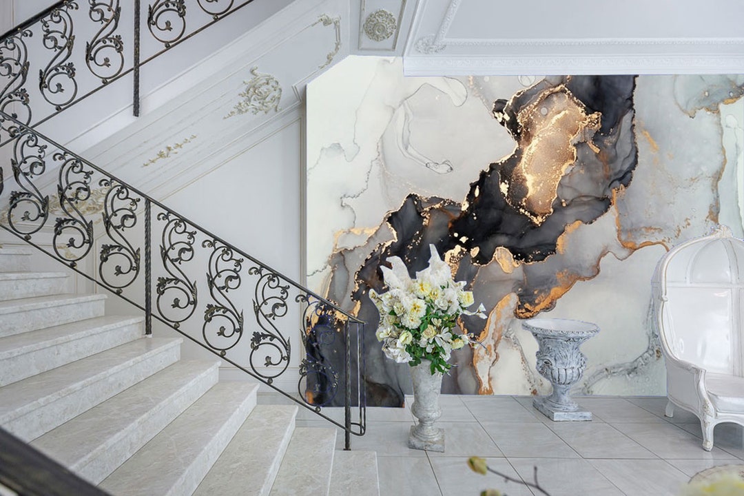 Marble Mural Marble Wallpaper Marble Wall Mural Living - Etsy