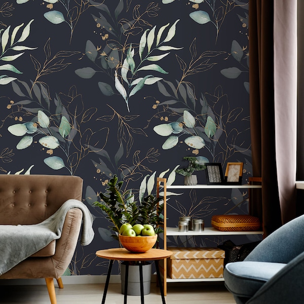 Large Moody Floral Wallpaper - Etsy
