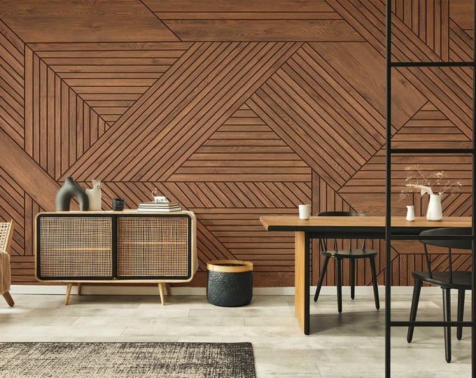 Geometric Wood Panel Textured Wallpaper - Etsy Canada