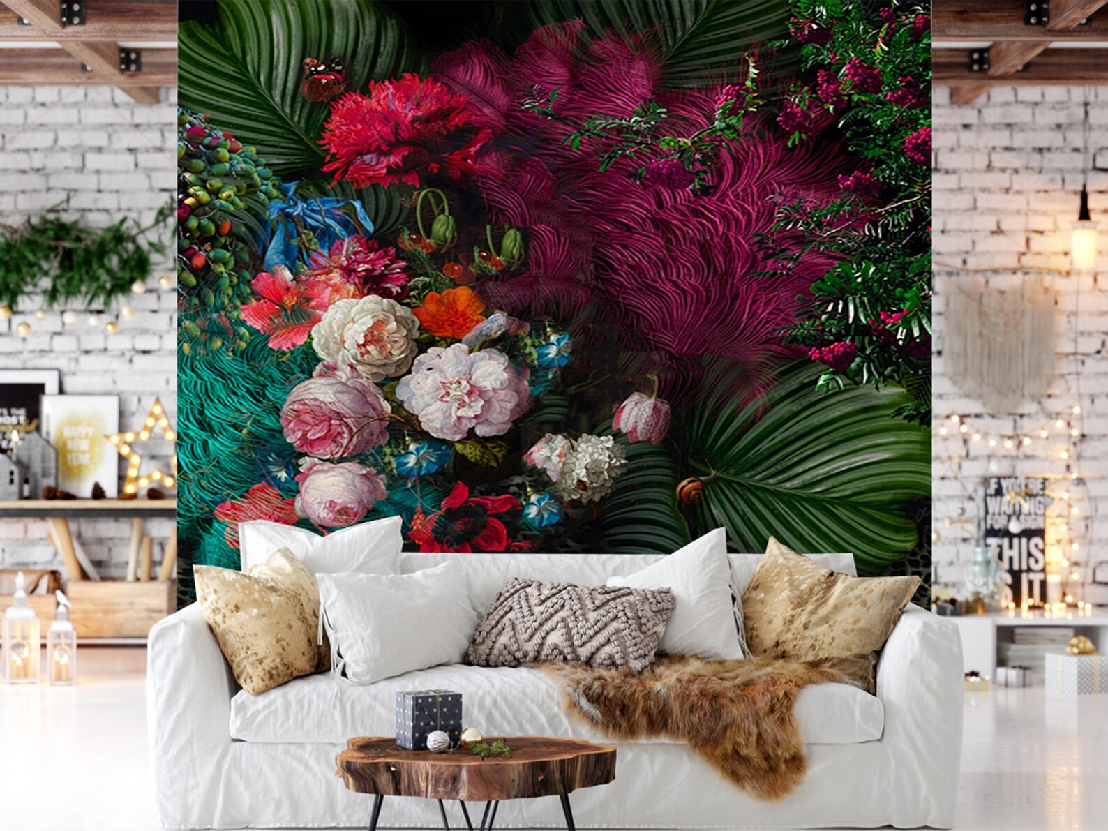 Colorful Floral Wallpaper Large Flowers Botanical Wallpaper | Etsy