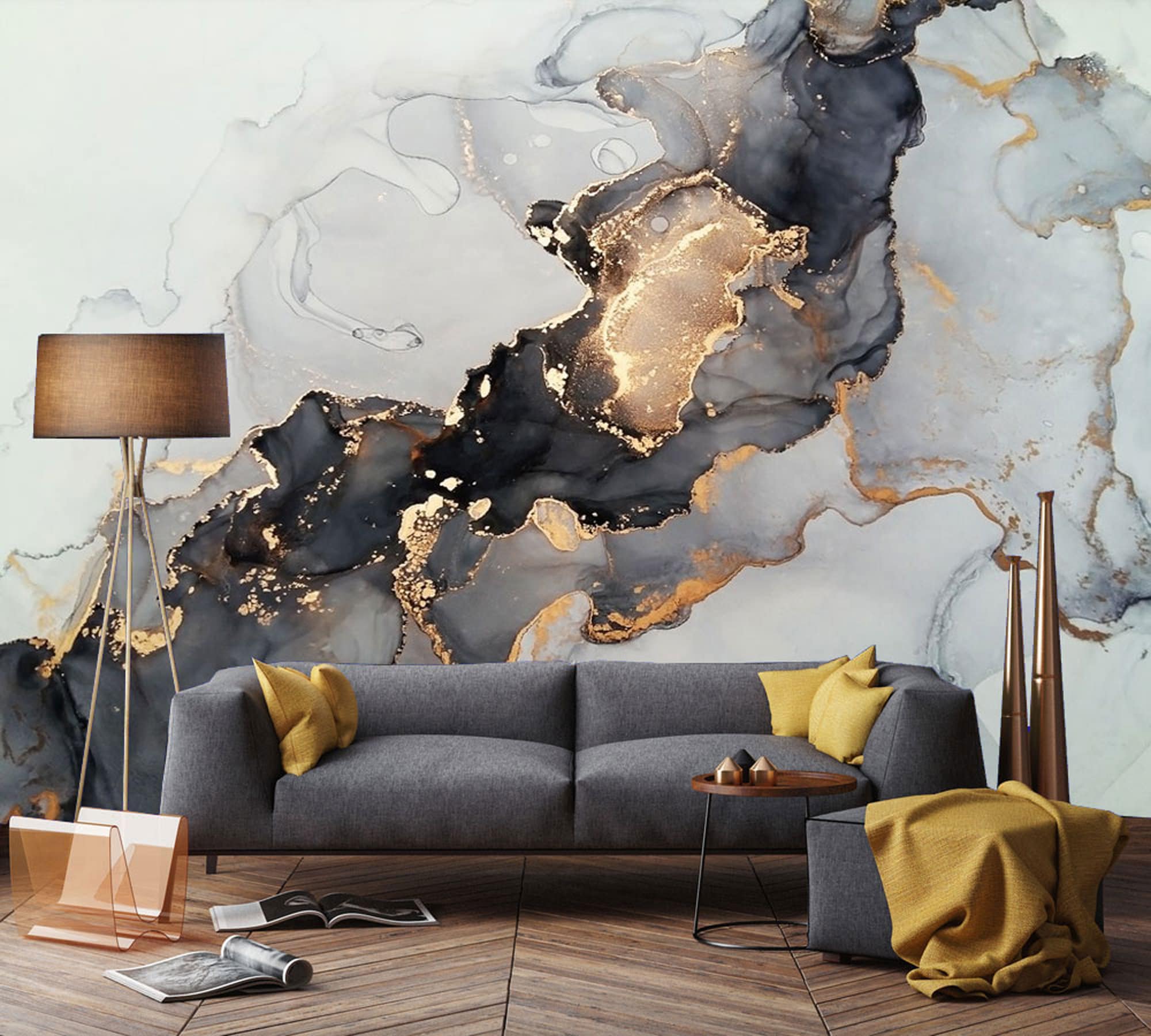 Marble Mural Marble Wallpaper Marble Wall Mural Living - Etsy