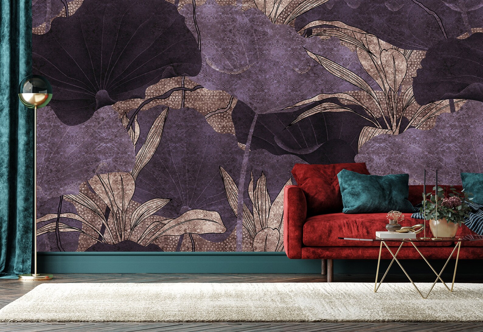 Purple Floral Wallpaper Peel and Stick Floral Floral - Etsy