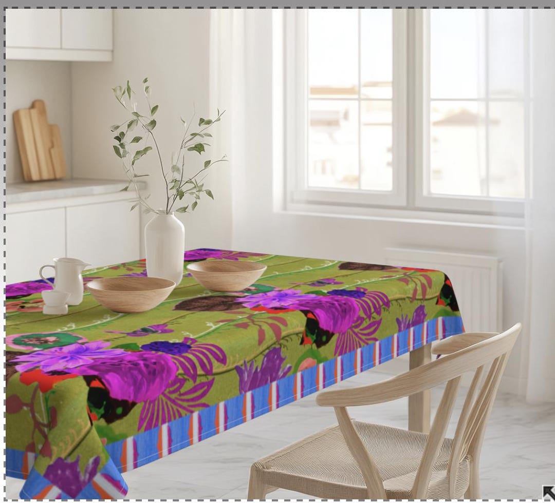 Chartreuse Lime and Magenta Funky Floral & Birds Artsy, Eclectic ...