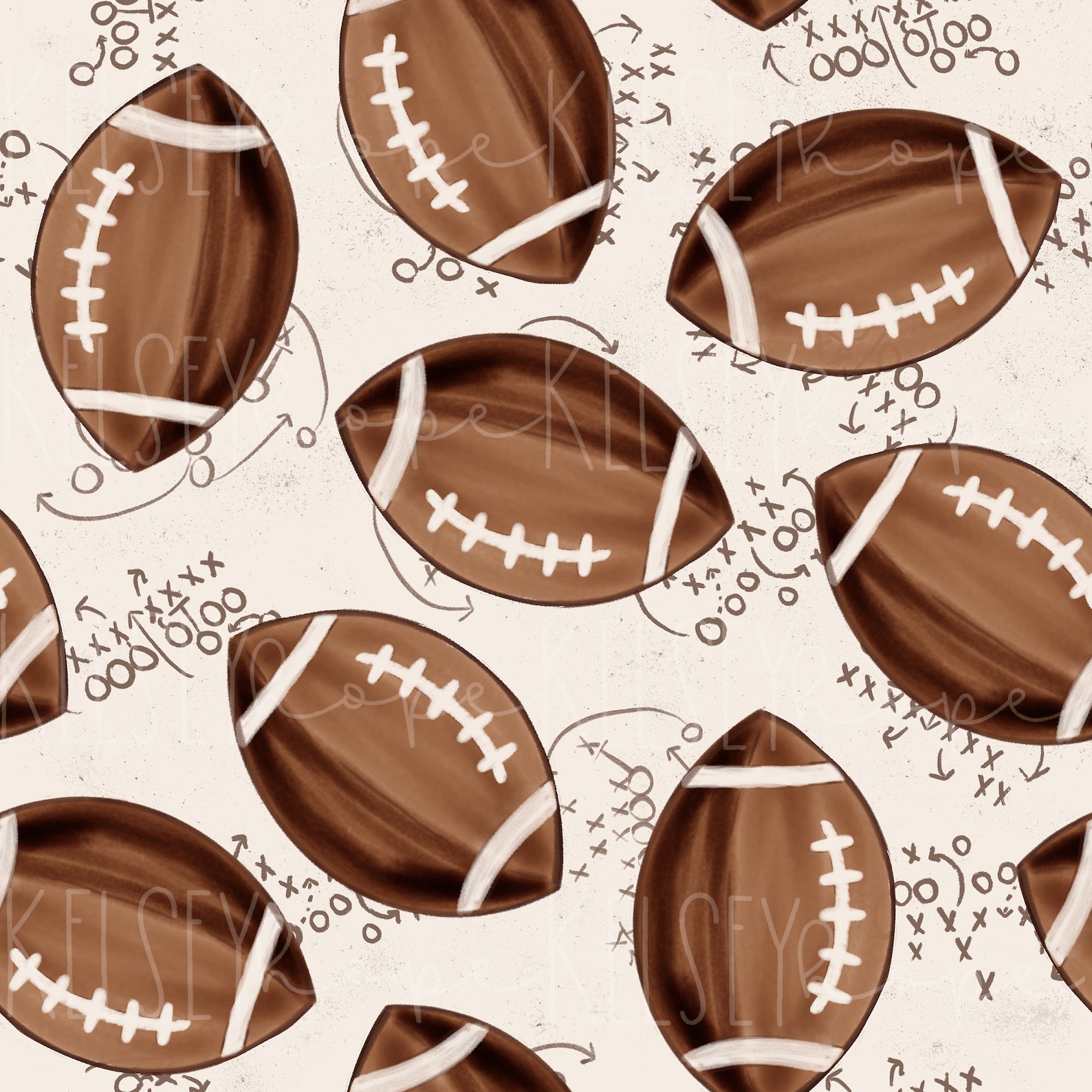 Football Game Day Playbook Watercolor SEAMLESS PATTERN Hand - Etsy