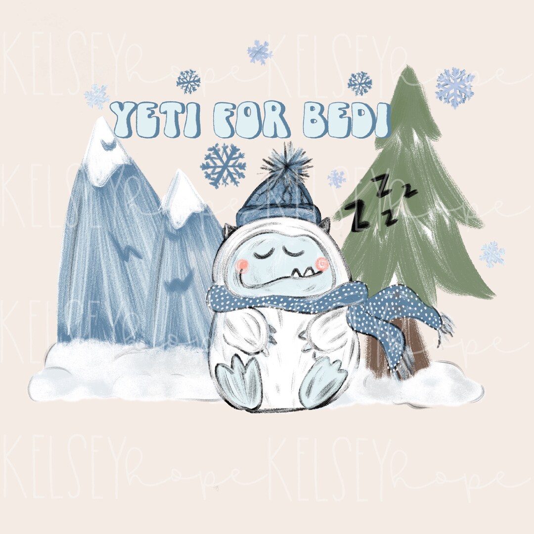 Yeti for Bedi - PNG Sublimation Watercolor Hand Illustrated Pajamas ...