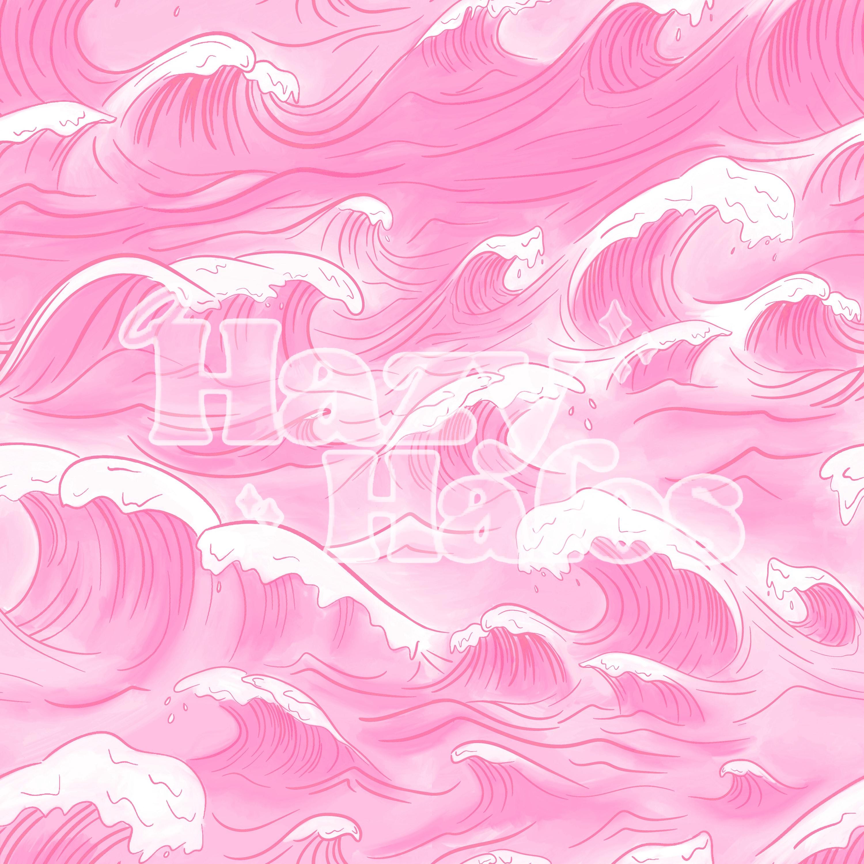 Pink Waves - SEAMLESS PATTERN Hand Illustrated Digital File Download ...