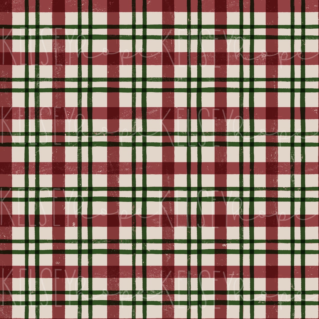 A Very Vintage Christmas - Plaid SEAMLESS PATTERN Hand Illustrated ...