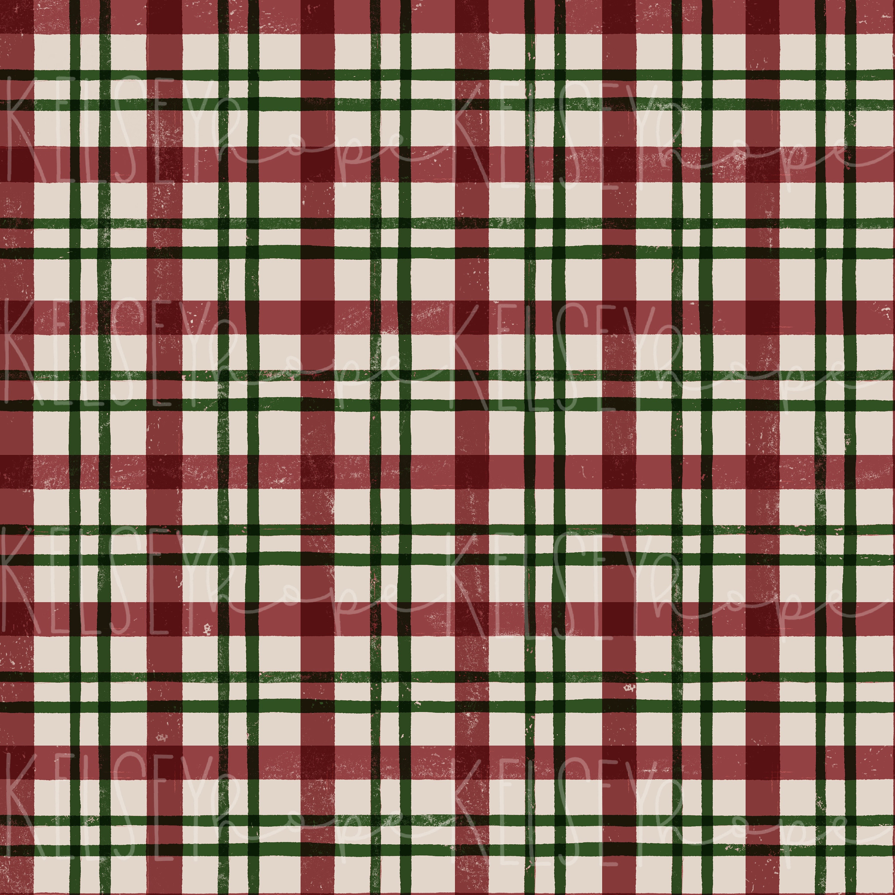 A Very Vintage Christmas Plaid SEAMLESS PATTERN Hand - Etsy