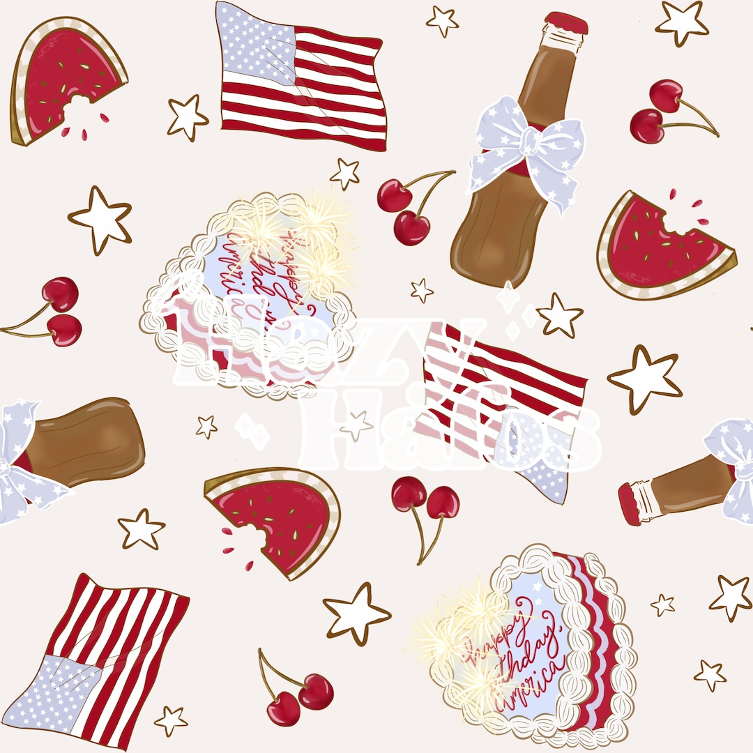 Happy Birthday America SEAMLESS PATTERN Fourth of July Repeating ...