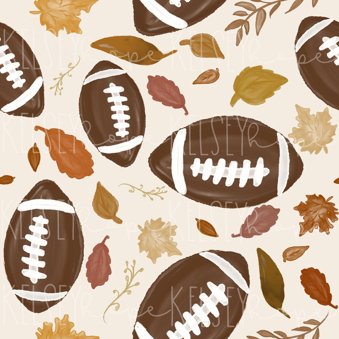 Fall & Football Watercolor SEAMLESS PATTERN Hand Illustrated. Digital ...