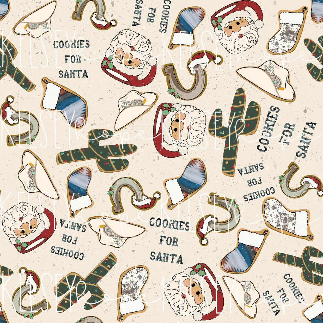 Western Christmas Cookies SEAMLESS PATTERN Hand Illustrated. Digital ...