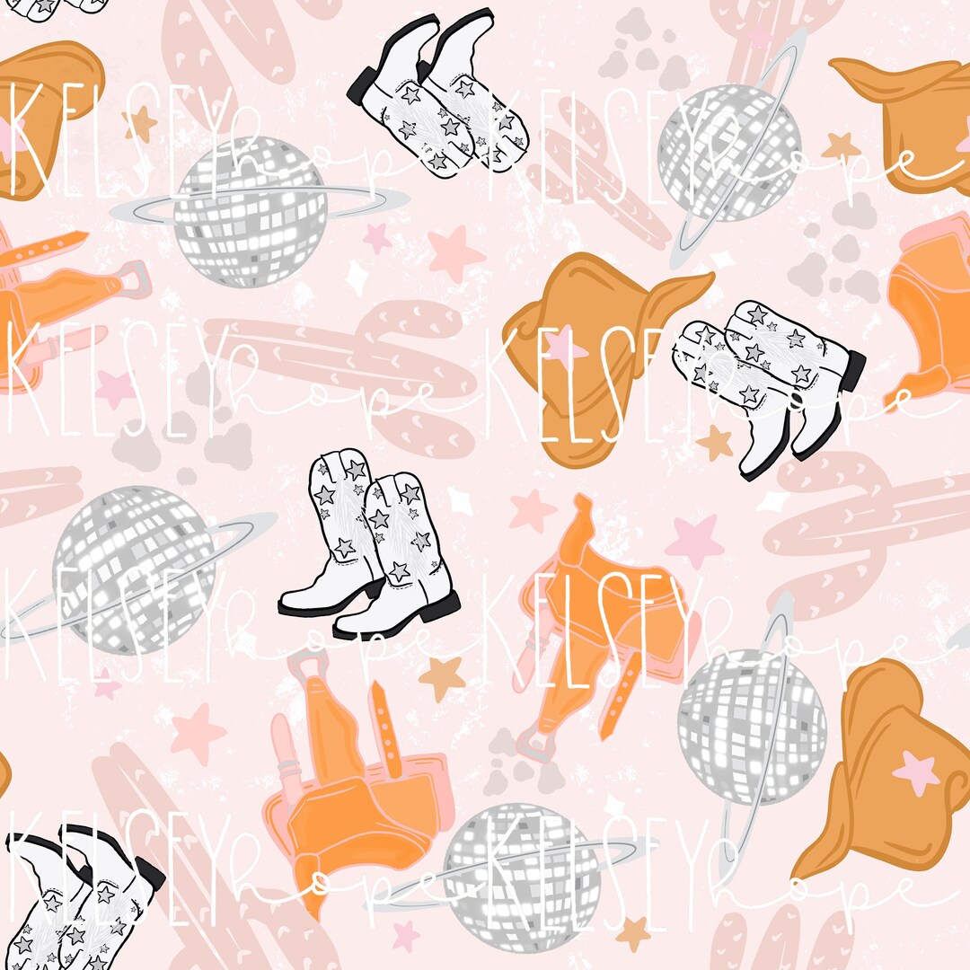 Space Cowgirl - Western Disco Planets Cow Print Boots Retro Party ...