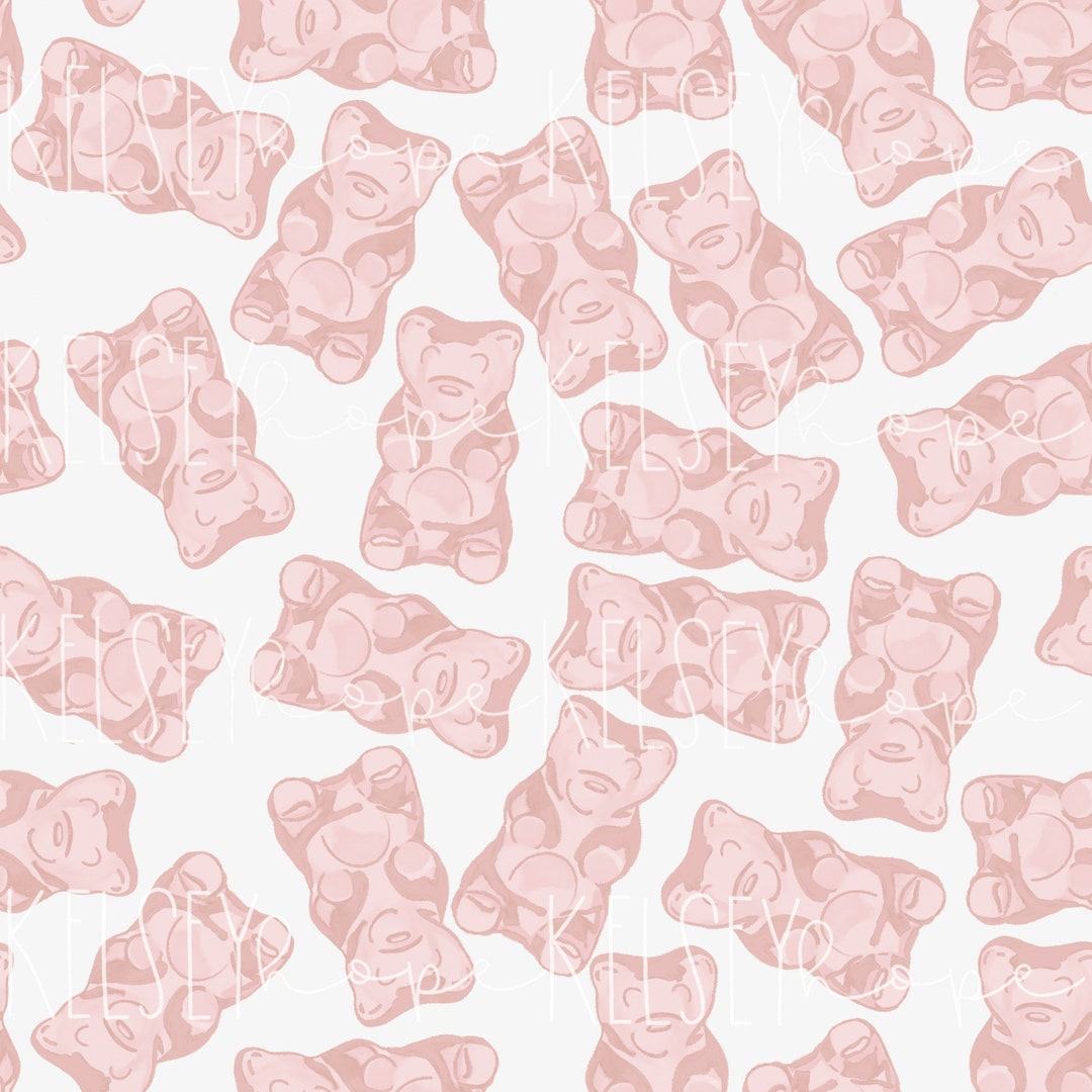Soft Pink Watercolor Gummy Bears. SEAMLESS PATTERN Hand Illustrated ...